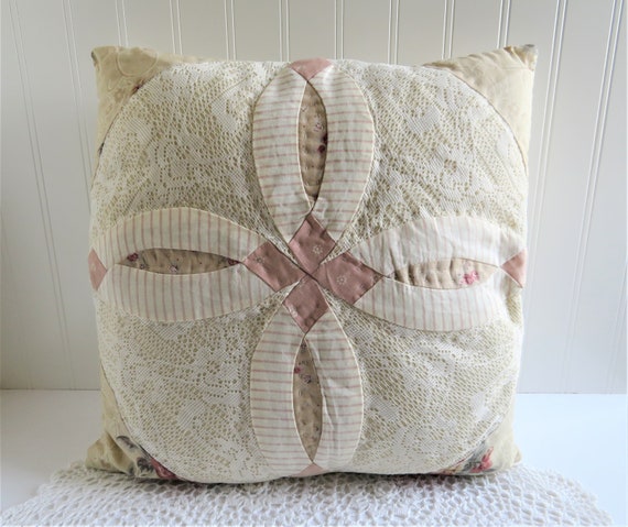 Quilted Pillow Quilt Block Pillow Lace Quilt Block Pillow - Etsy