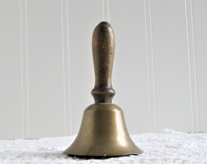 Vintage School Bell - Primitive Hand Held Brass School Bell - Brass ...