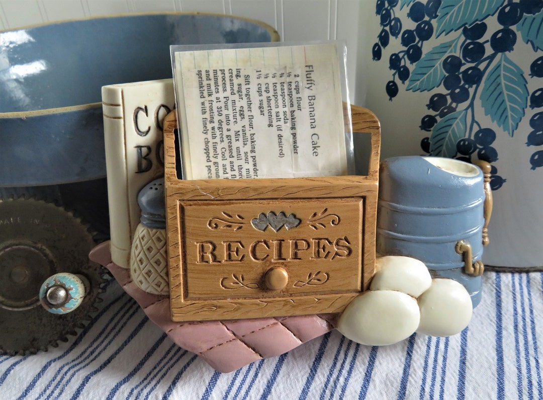 Vintage Burwood Wall Mount Recipe Card Holder - Wall Pocket Recipe ...
