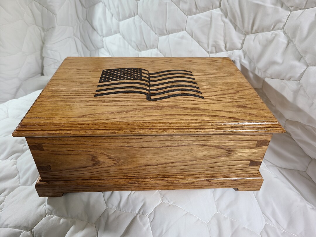 White Oak RFID Lock Box W/laser Engraved American Flag - Etsy