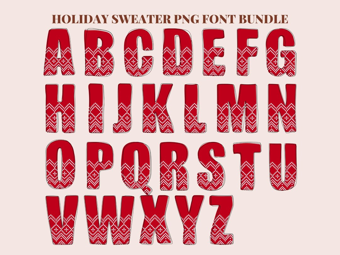 Christmas Font PNG Bundle, Ugly Christmas Sweater Font and Graphics ...