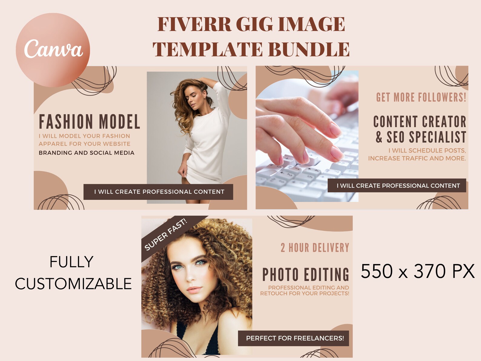 Fiverr Gig Image Templates: Canva Editable Bundle (550x370 Px) (instant ...