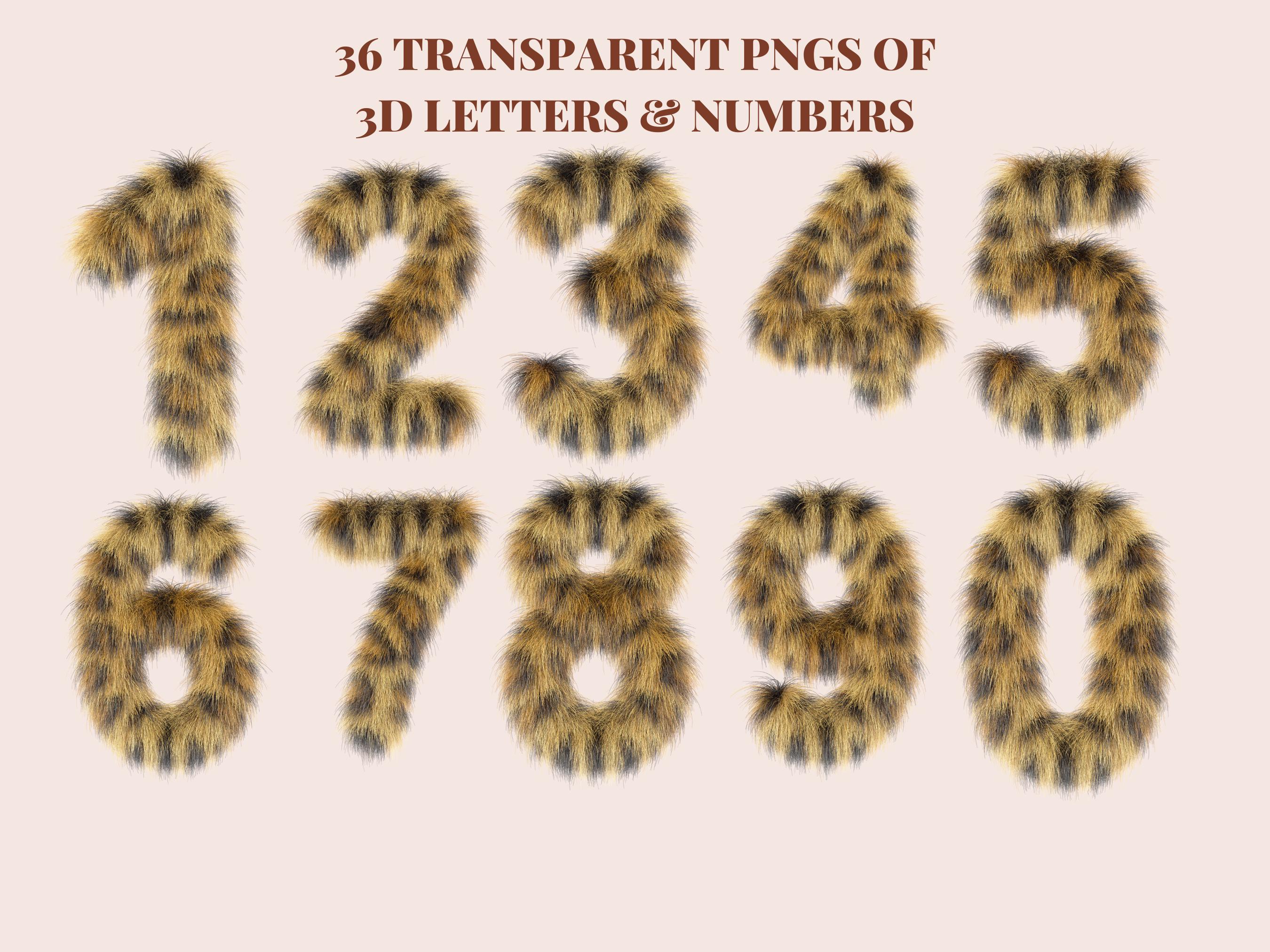 Leopard Font PNG Bundle, Leopard Furry 3D Font, Furry 3D Letter and ...