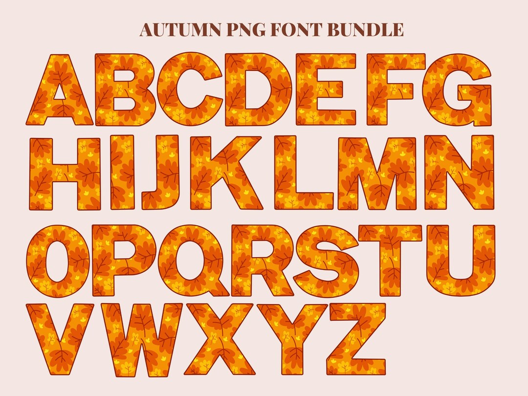 Autumn Letters Clipart PNG Bundle, Autumn Leaves Font, Fall Alphabet ...
