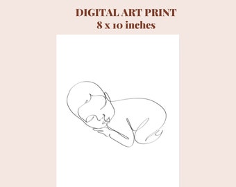 Mother Holding a Baby Print Printable Nursery Line Art - Etsy