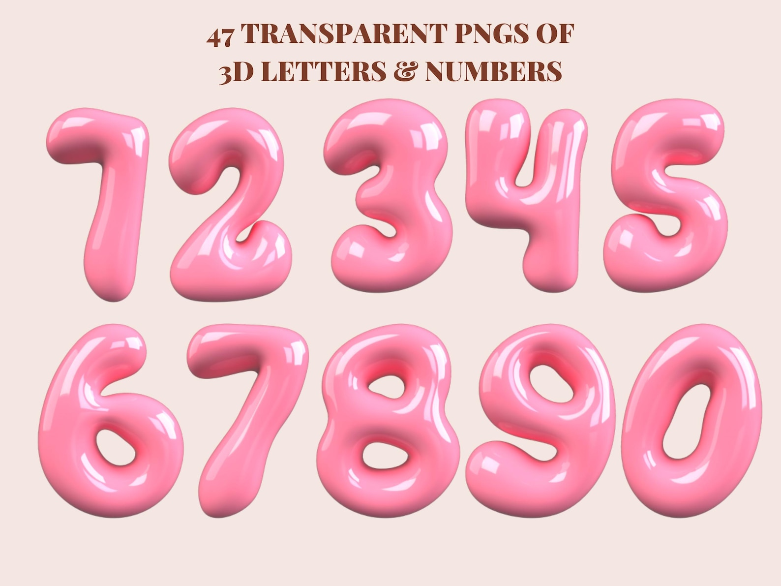 SALE - Bubblegum Pink Letters Clipart PNG Bundle, Pink Bubble 3D Font ...