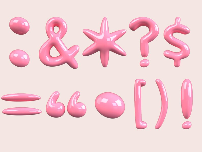 SALE - Bubblegum Pink Letters Clipart PNG Bundle, Pink Bubble 3D Font ...