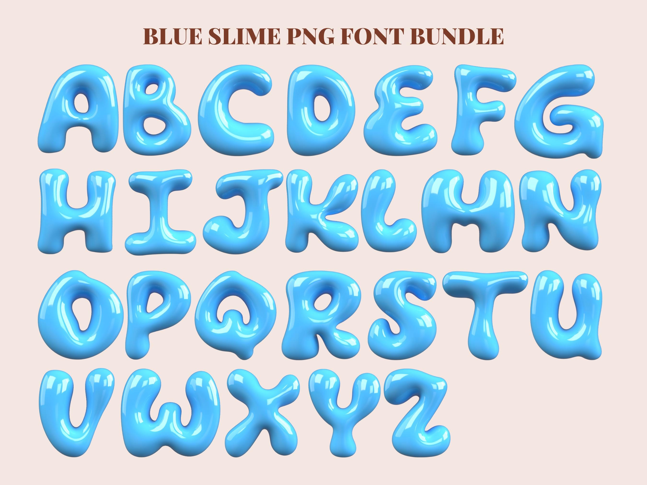 Bubble Font, Blue Slime 3D Letters Clipart PNG Bundle, Slime Alphabet ...