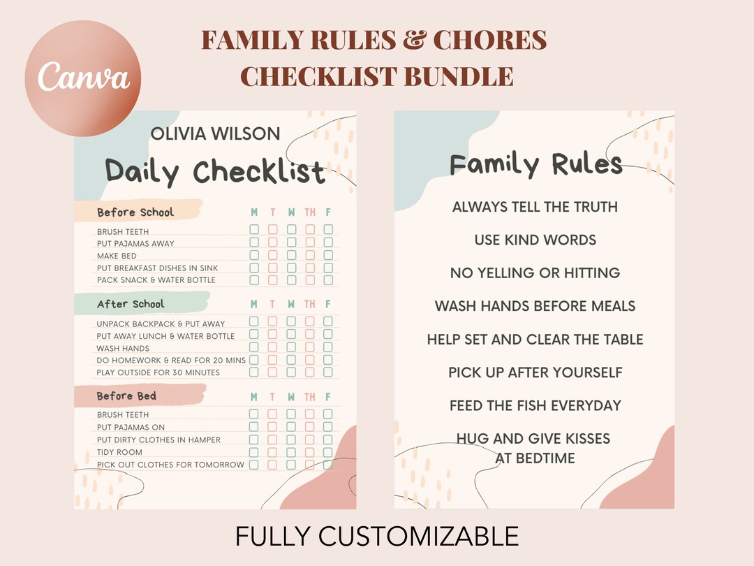 Chore Chart, Kids Chore Chart, Kids Chore Chart Printable, Printable ...