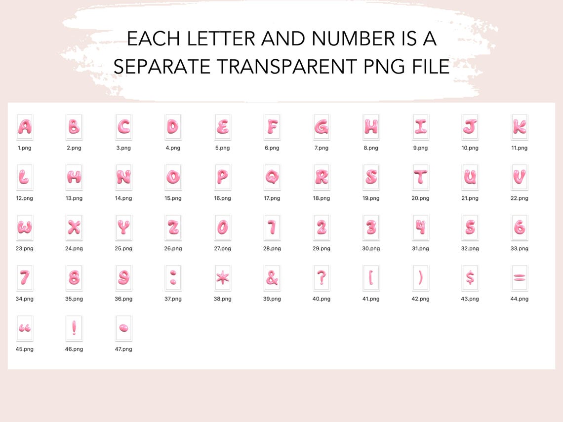 SALE - Bubblegum Pink Letters Clipart PNG Bundle, Pink Bubble 3D Font ...