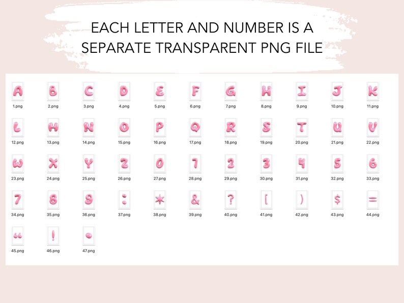 Bubblegum Pink Letters Clipart PNG Bundle, Pink Bubble 3D Font, Pink 3D ...