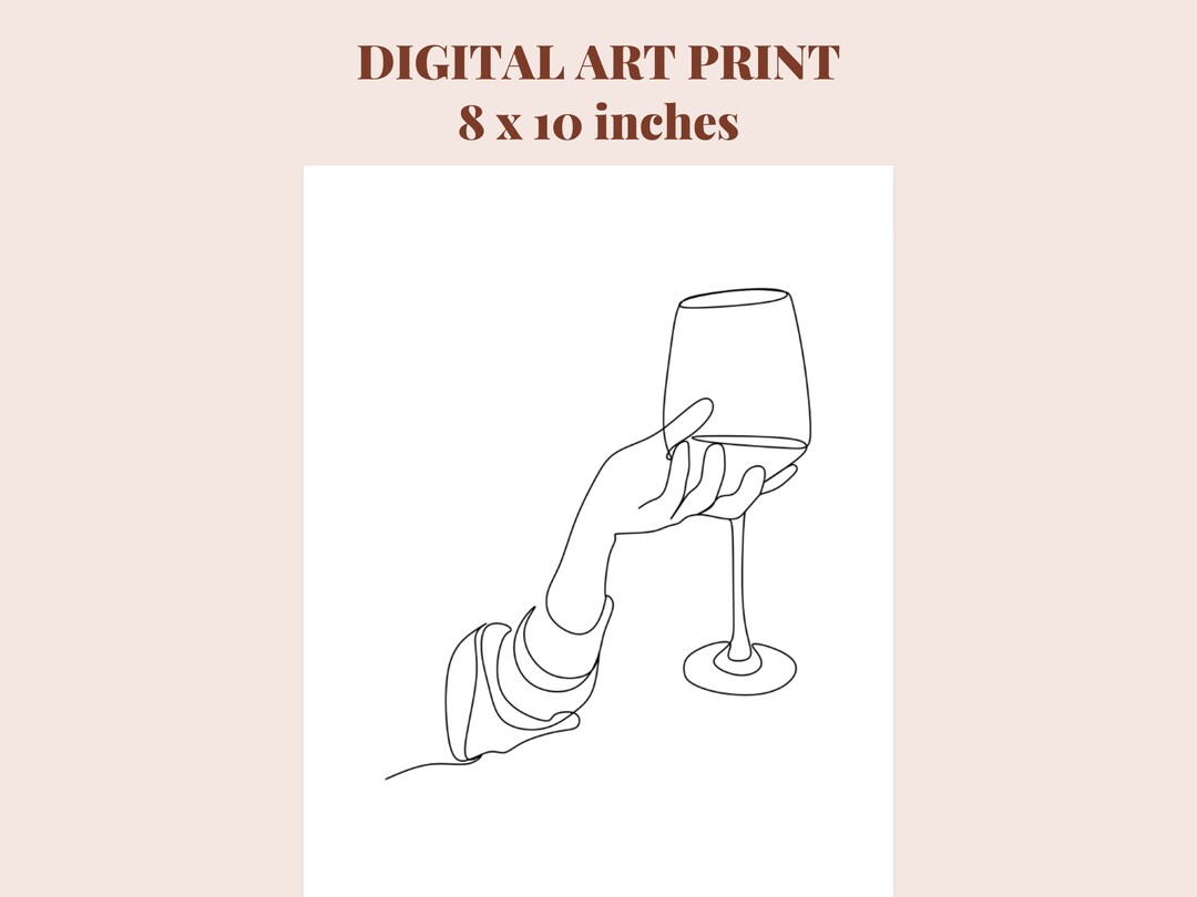 SALE - Wine Glass Line Art, Wine Art for Kitchen, Minimalist Line Art ...