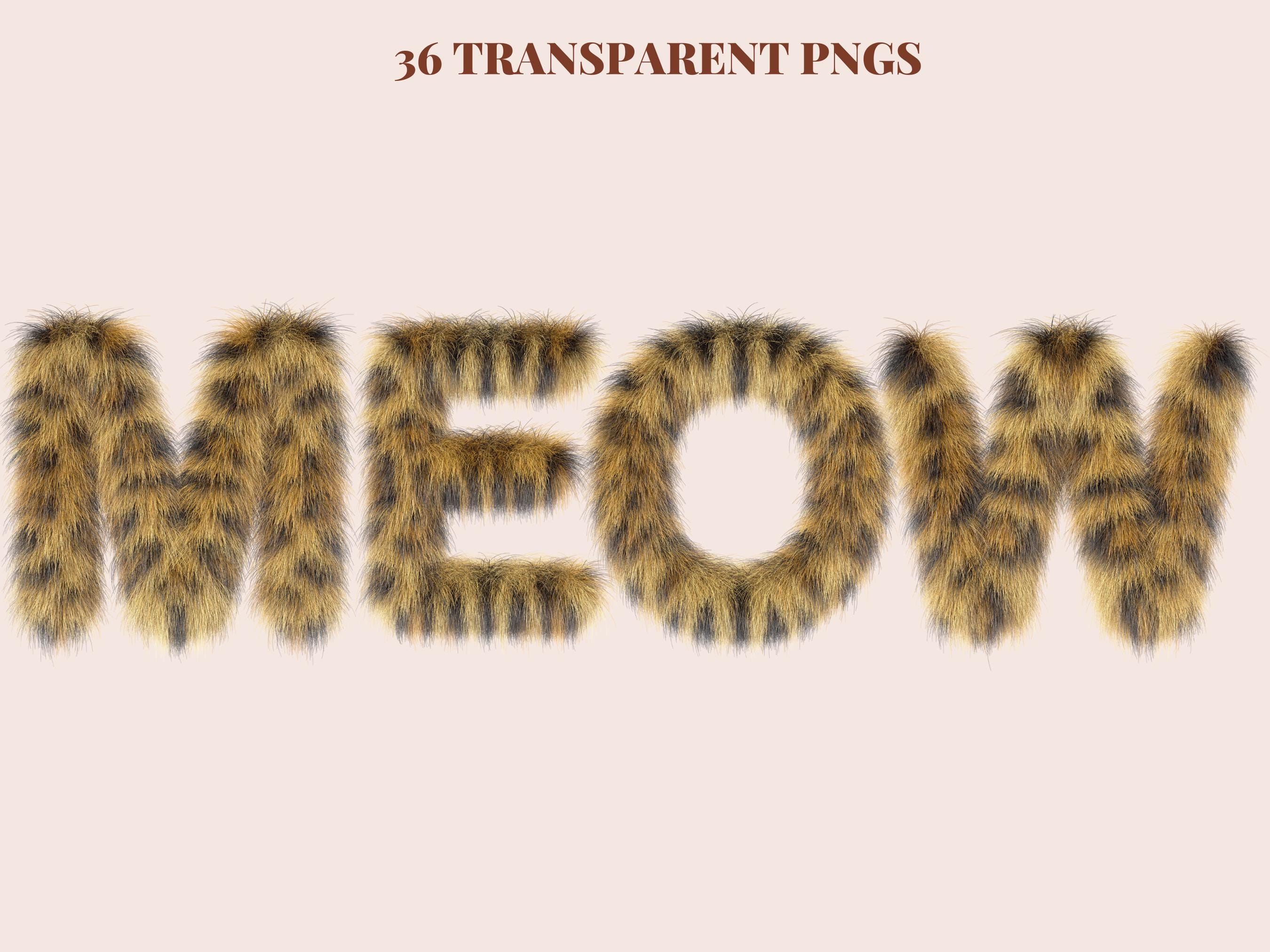 Leopard Font PNG Bundle, Leopard Furry 3D Font, Furry 3D Letter and ...