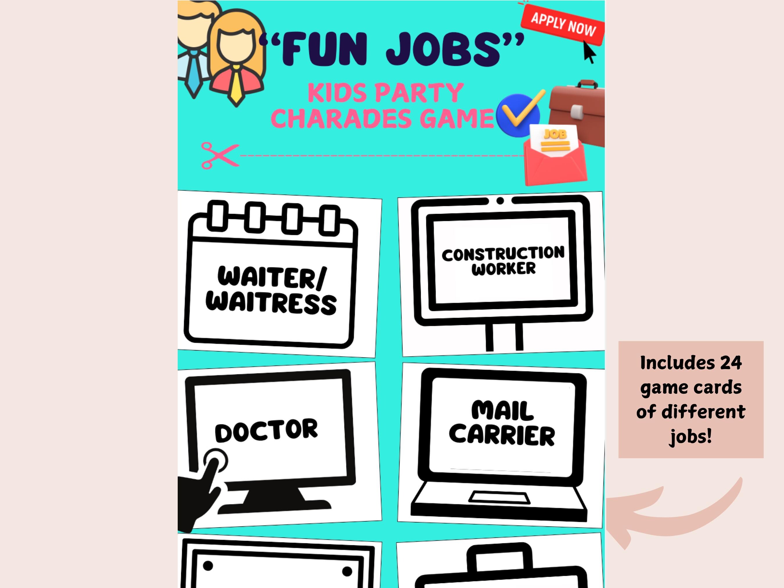 Kids Charades Game: Fun Jobs Party Game (printable) - Etsy