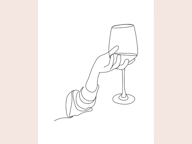SALE - Wine Glass Line Art, Wine Art for Kitchen, Minimalist Line Art ...