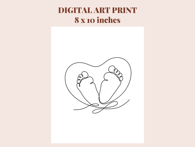 Baby Feet Line Art Print: Minimalist Nursery Decor (digital Download ...