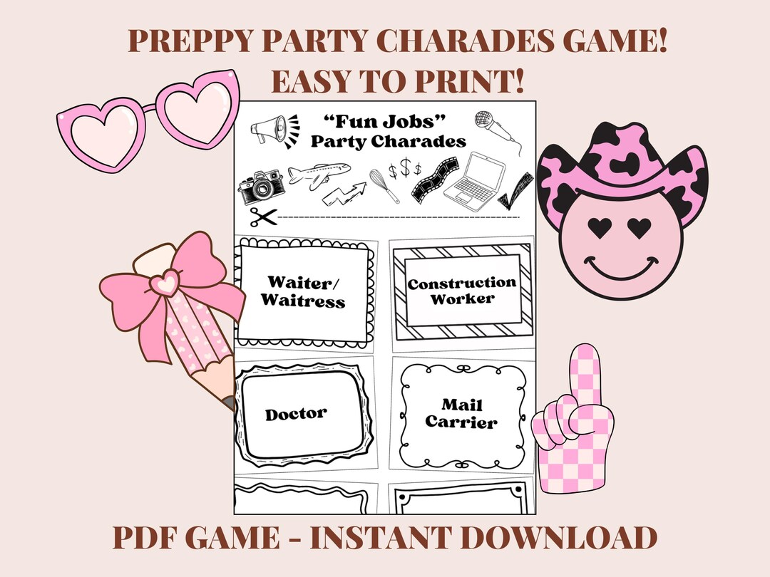 Fun Jobs Charades Game: Printable Party Game for Tweens (PDF) - Etsy UK