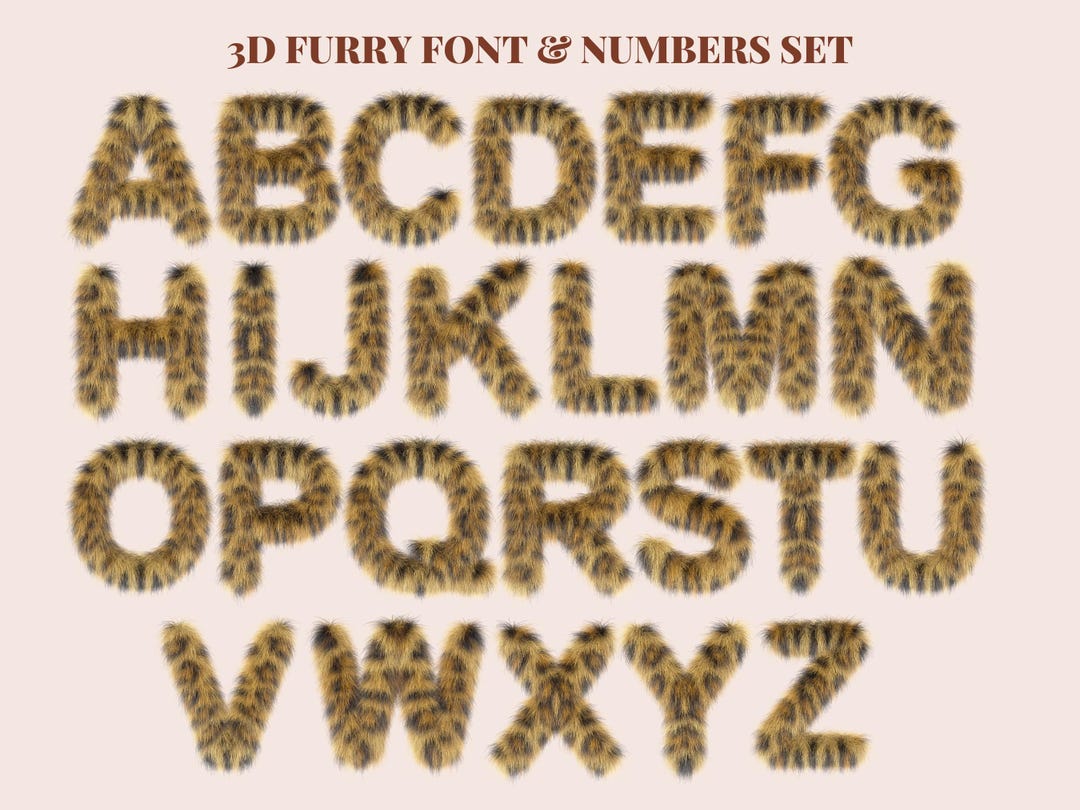 Leopard Font PNG Bundle, Leopard Furry 3D Font, Furry 3D Letter and ...