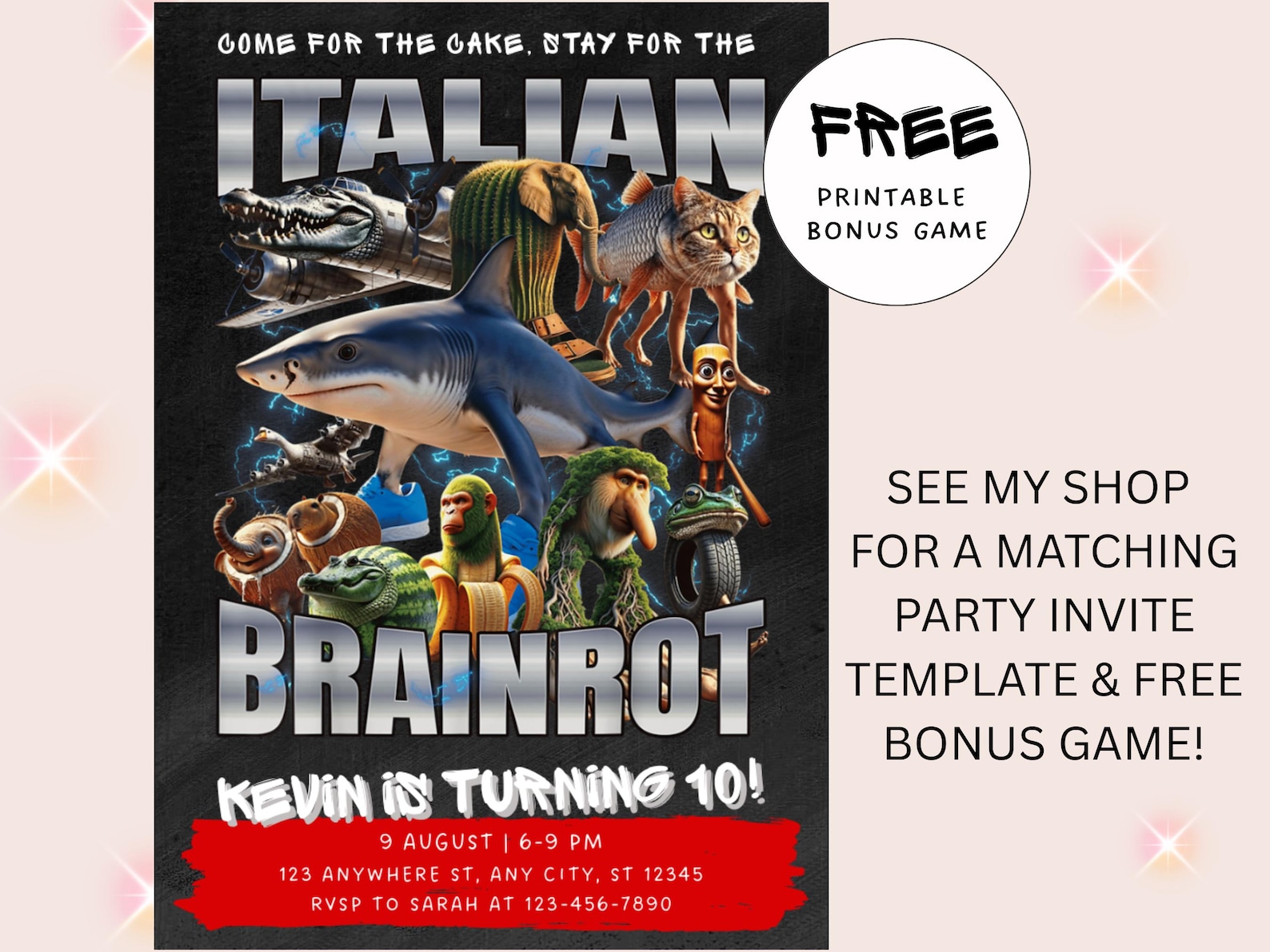 Italian Brainrot Cake Topper | Meme-inspired Party Decor, Funny ...