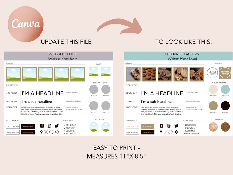 Website Mood Board Template, Canva Website Template, Website Design ...