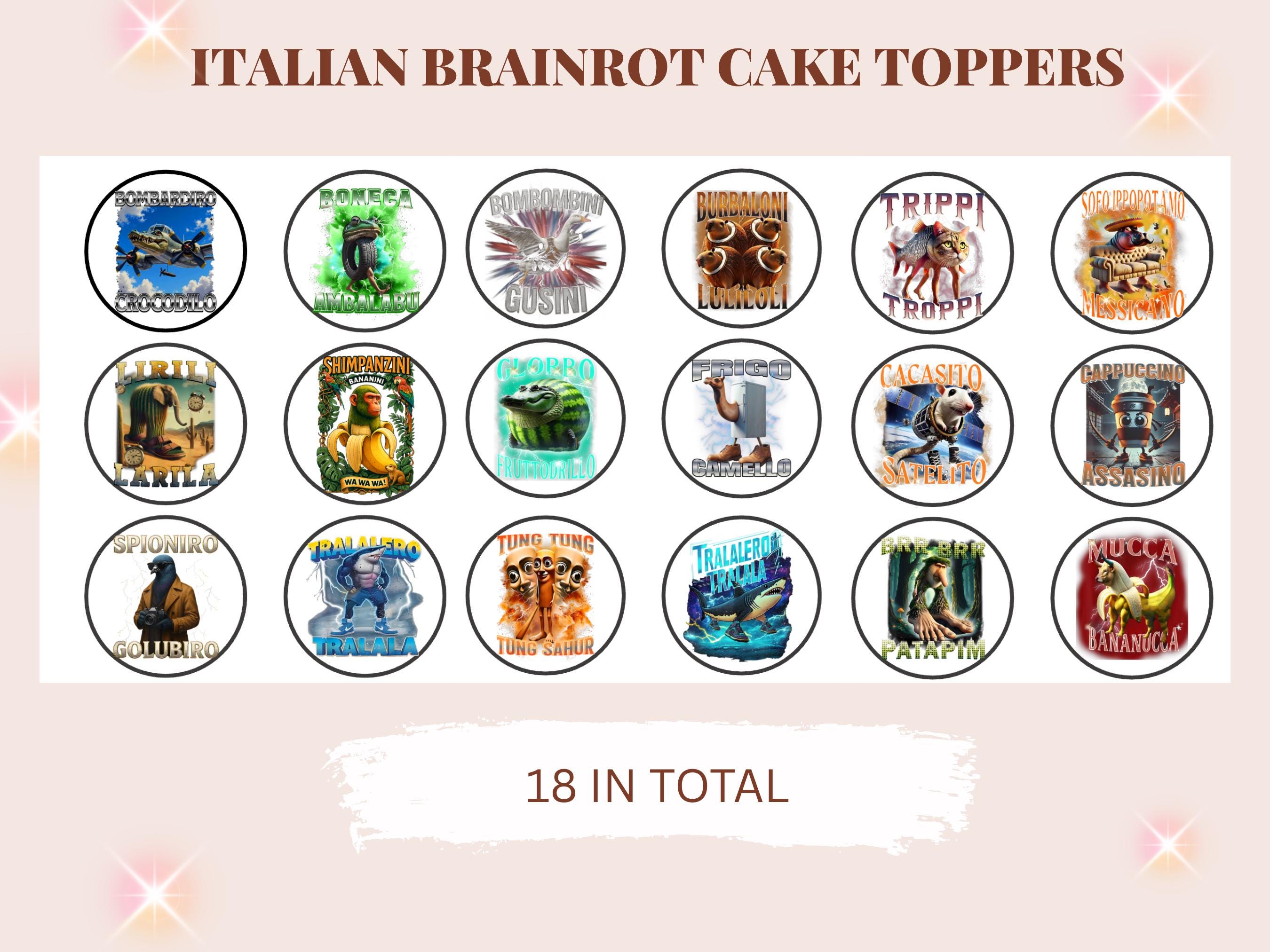 Italian Brainrot Meme Cake Toppers: Funny Party Decor (PDF) - Etsy