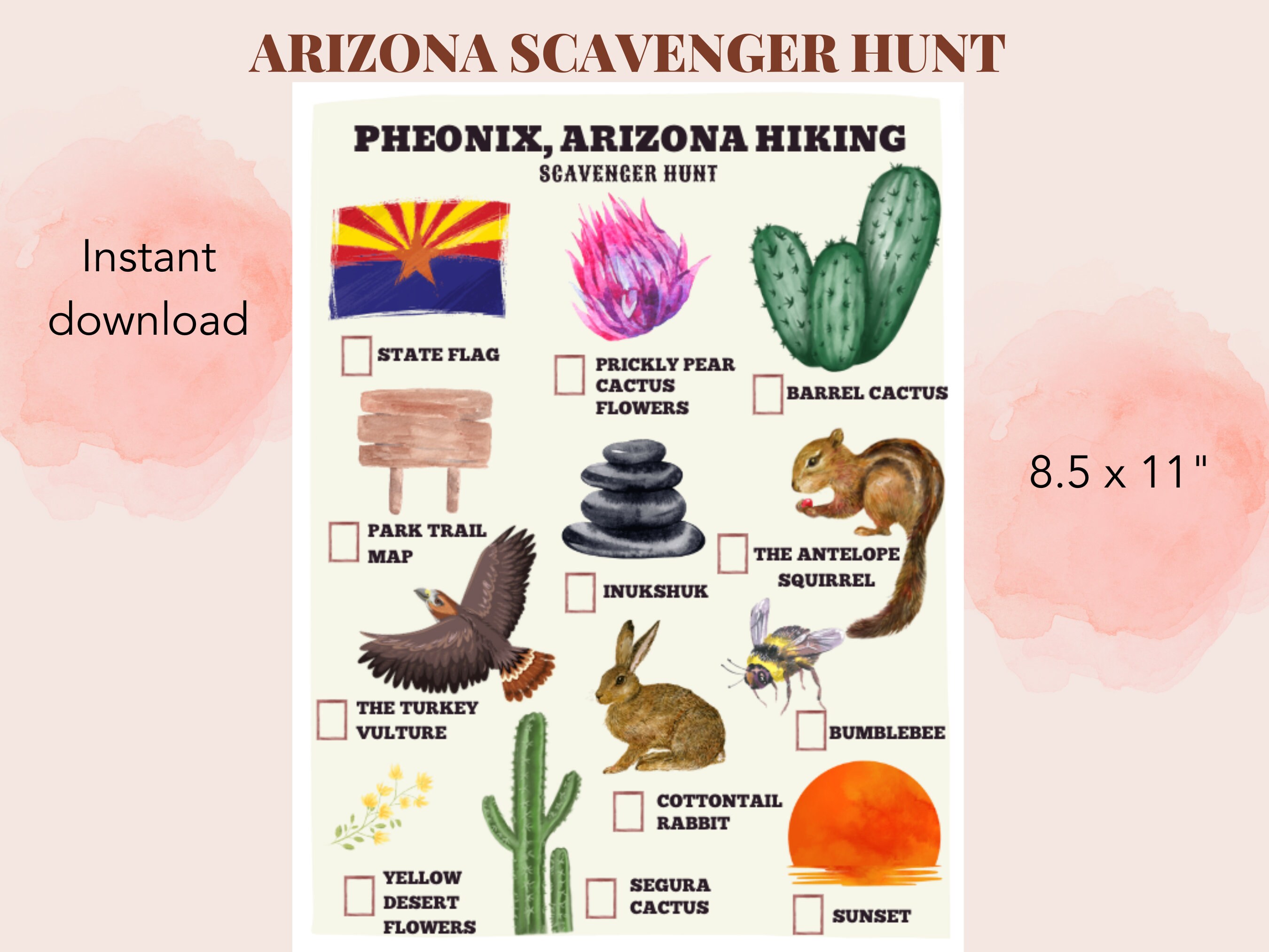 Scavenger Hunt for Kids, Vacation Scavenger Hunt, Arizona Scavenger ...