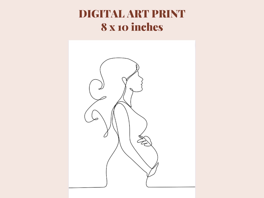 Pregnancy Line Art, Maternity Art for Nursery, Mother and Baby Nursery ...