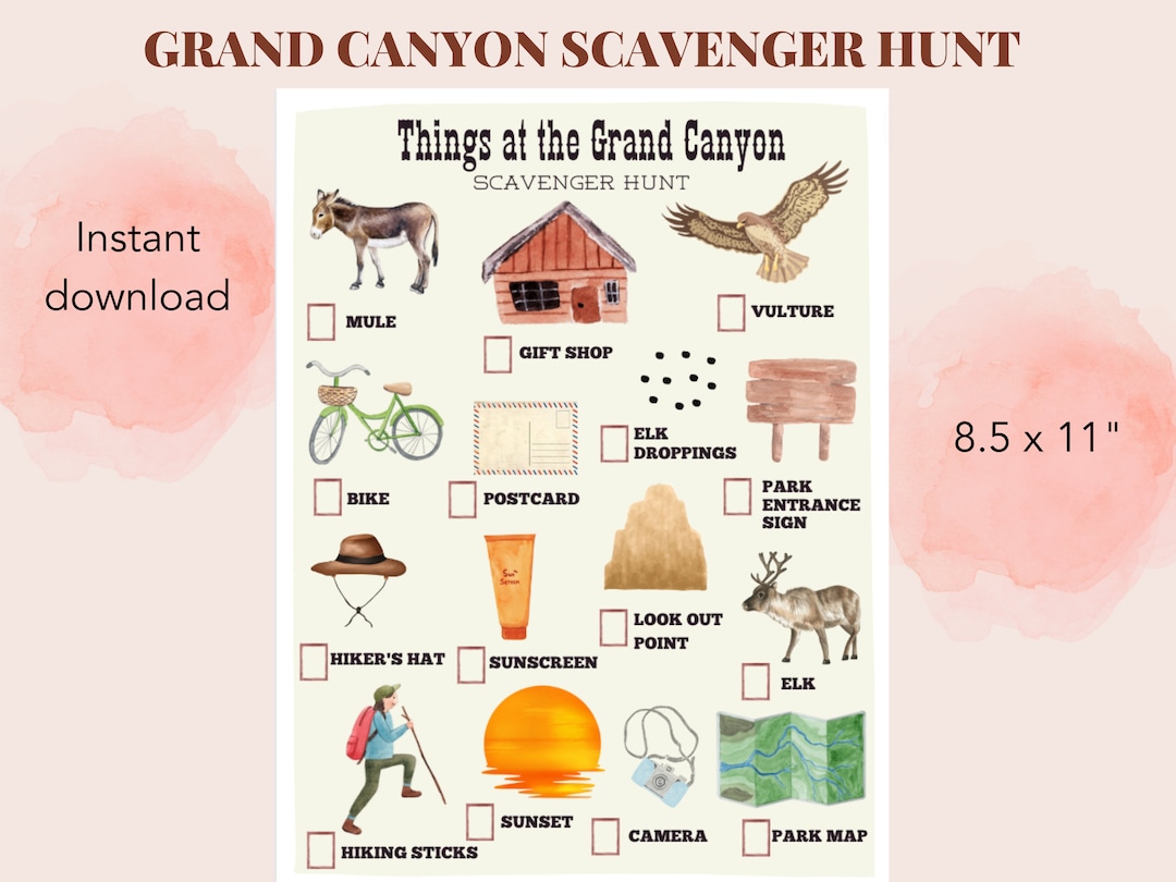 Grand Canyon Scavenger Hunt for Kids: Vacation Activity (PDF) - Etsy