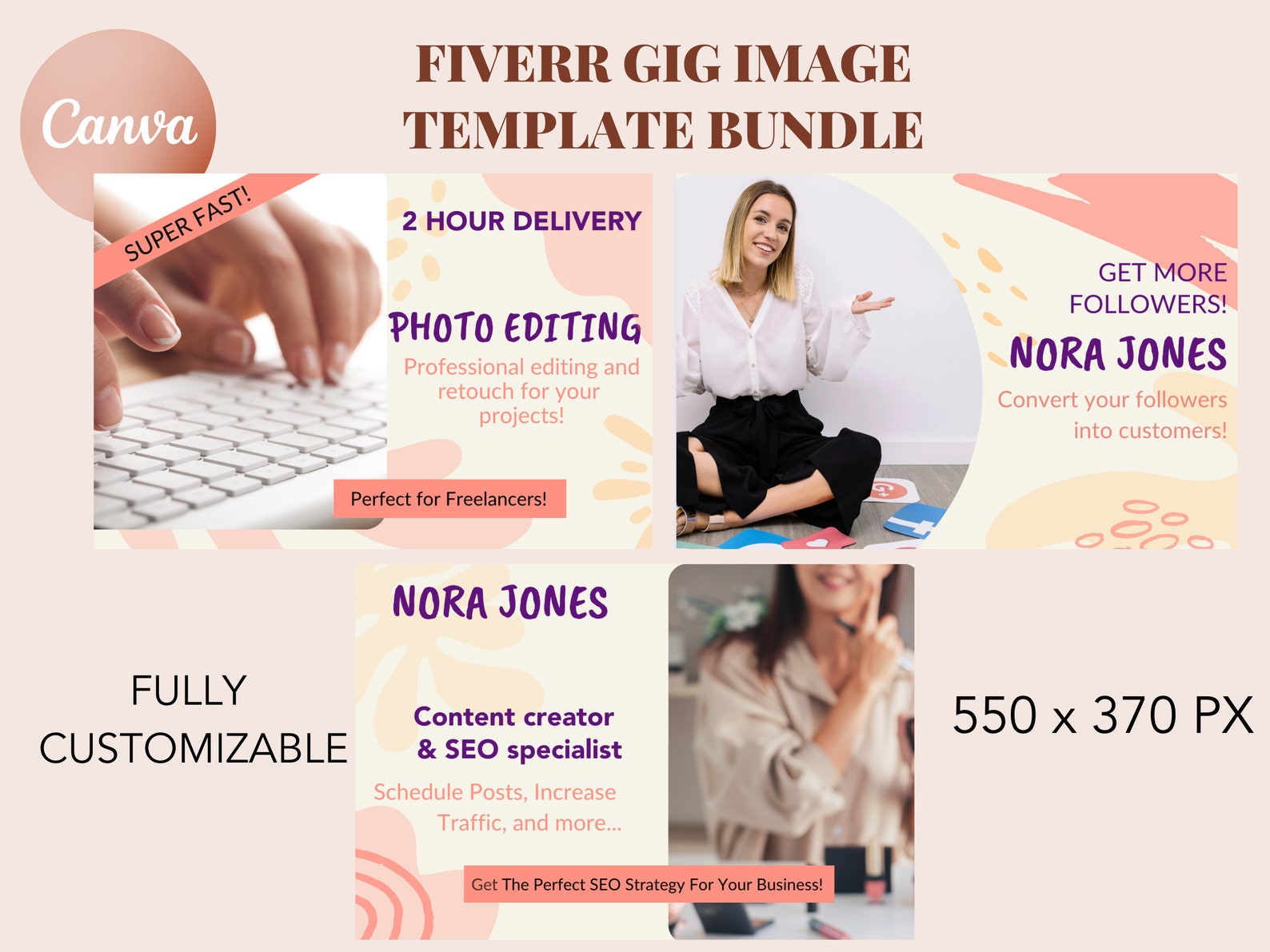 Fiverr Gig Image Templates: Canva Editable Bundle (instant Download) - Etsy
