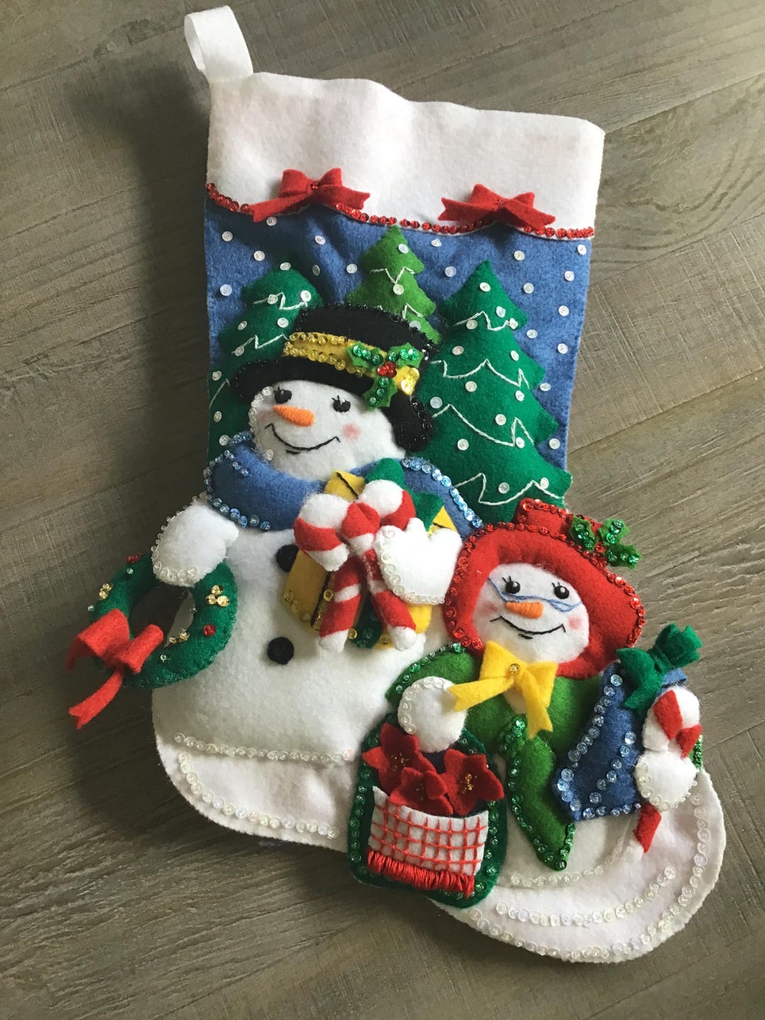 Vintage Bucilla Mr. and Mrs. F.T. Snowman Christmas Stocking #83386 - Etsy