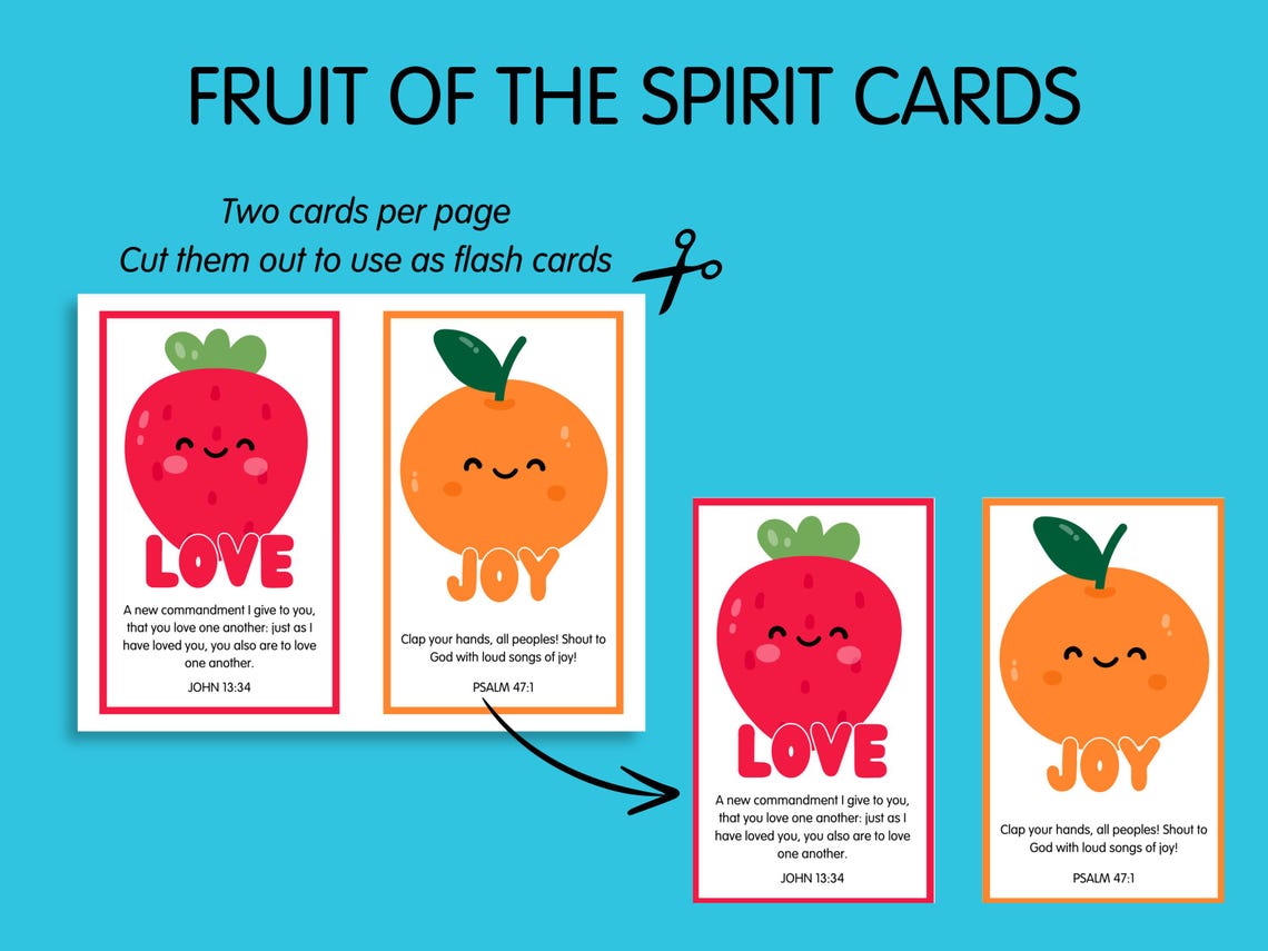 Fruit of the Spirit Printable Flash Cards, Bible Study Printable ...