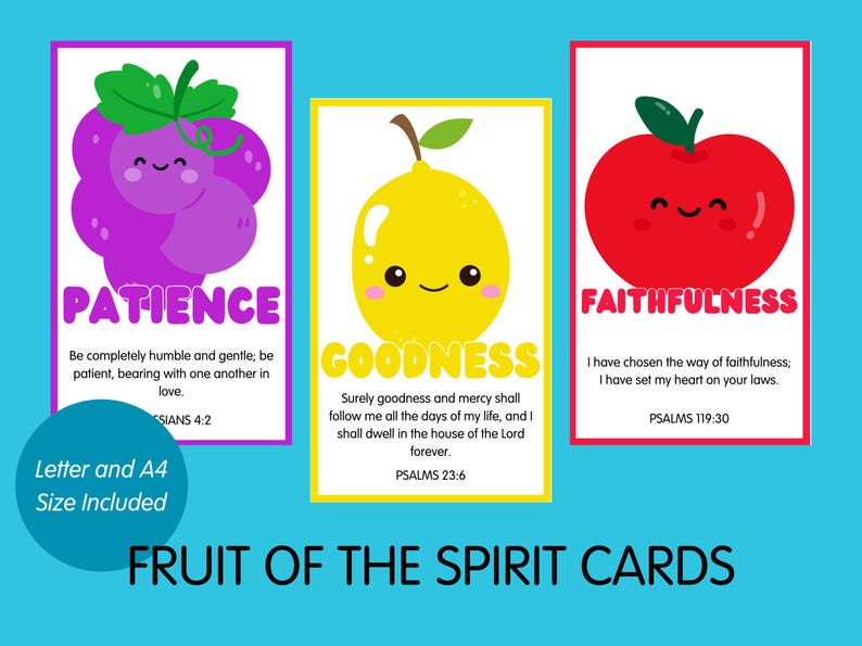 Fruit of the Spirit Printable Flash Cards, Bible Study Printable ...