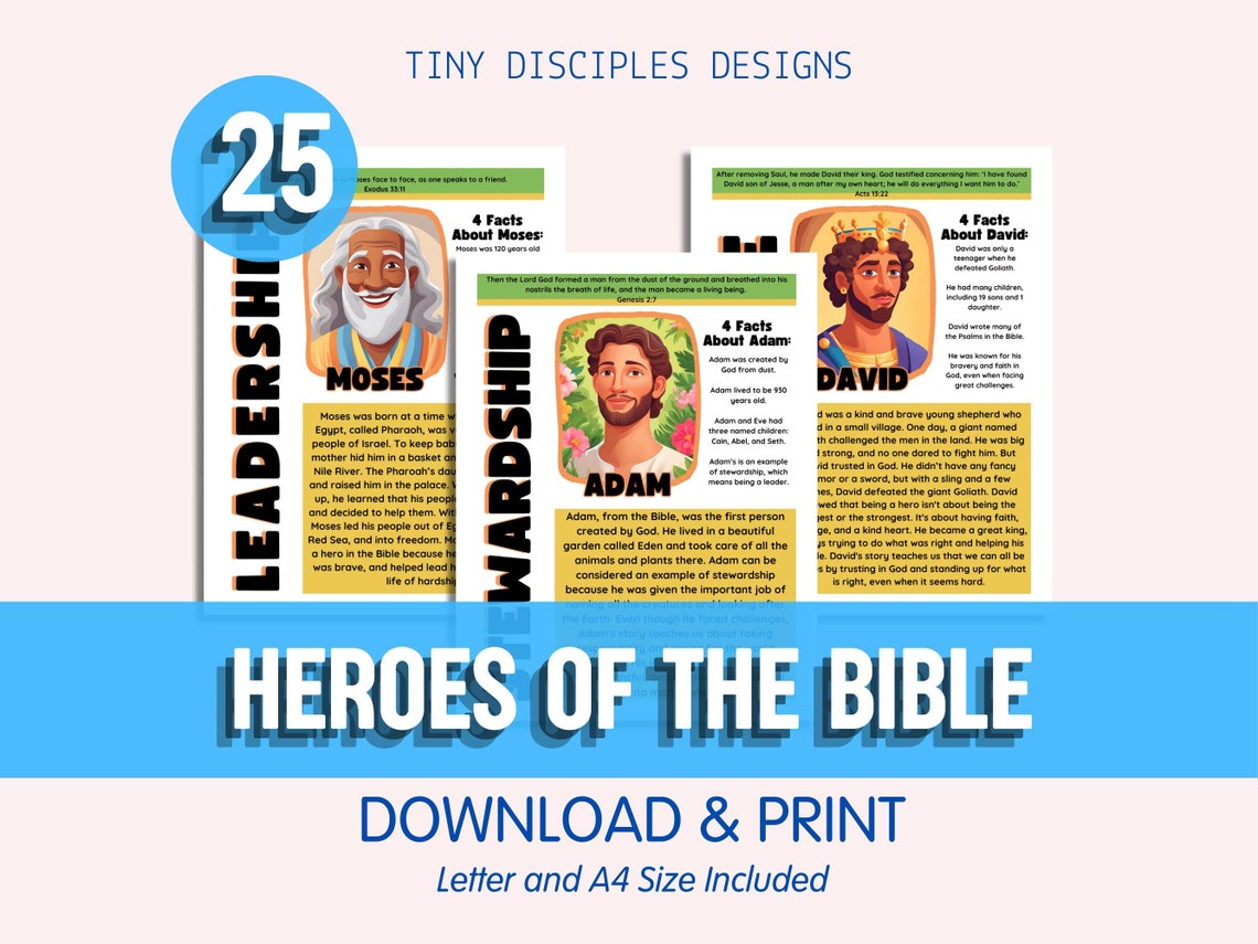 Heroes of the Bible Printable, Bible Study Printable Activity for ...