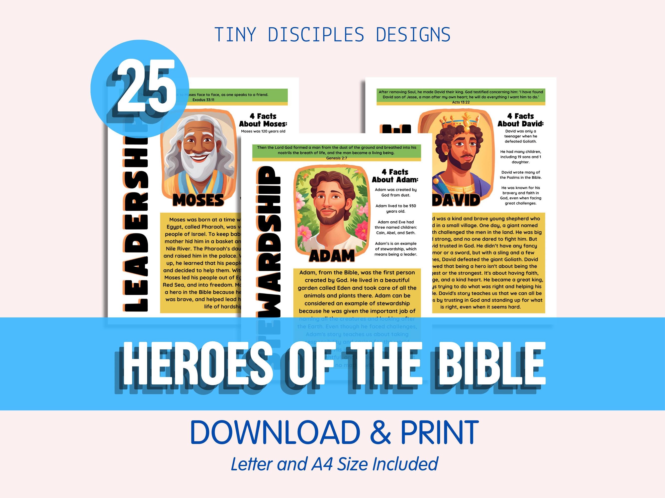 Heroes of the Bible Printable, Bible Study Printable Activity for ...