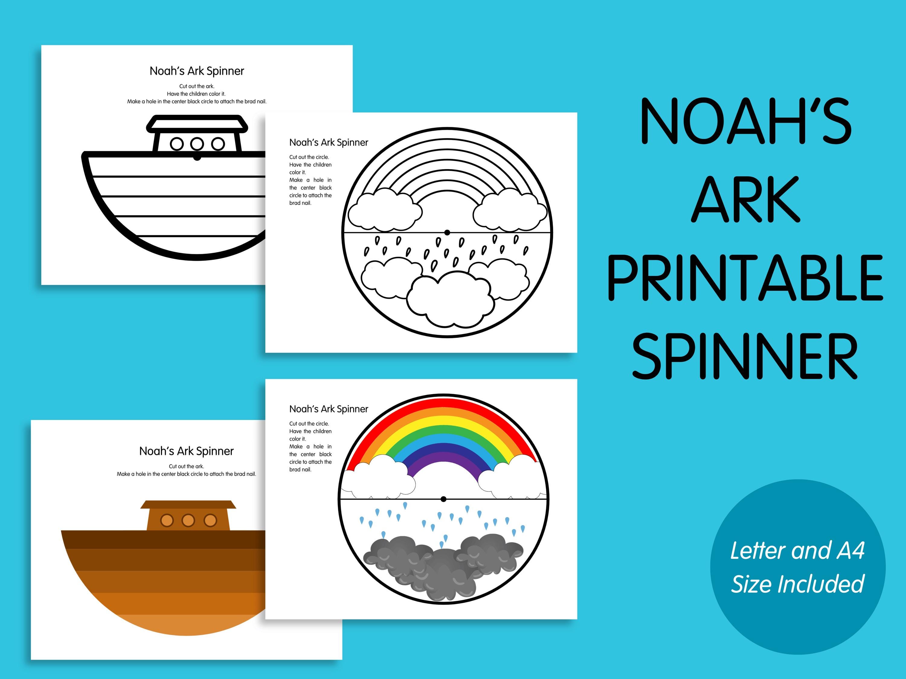 Noah's Ark Spinner Printable Craft, Bible Study Printable Activity for ...