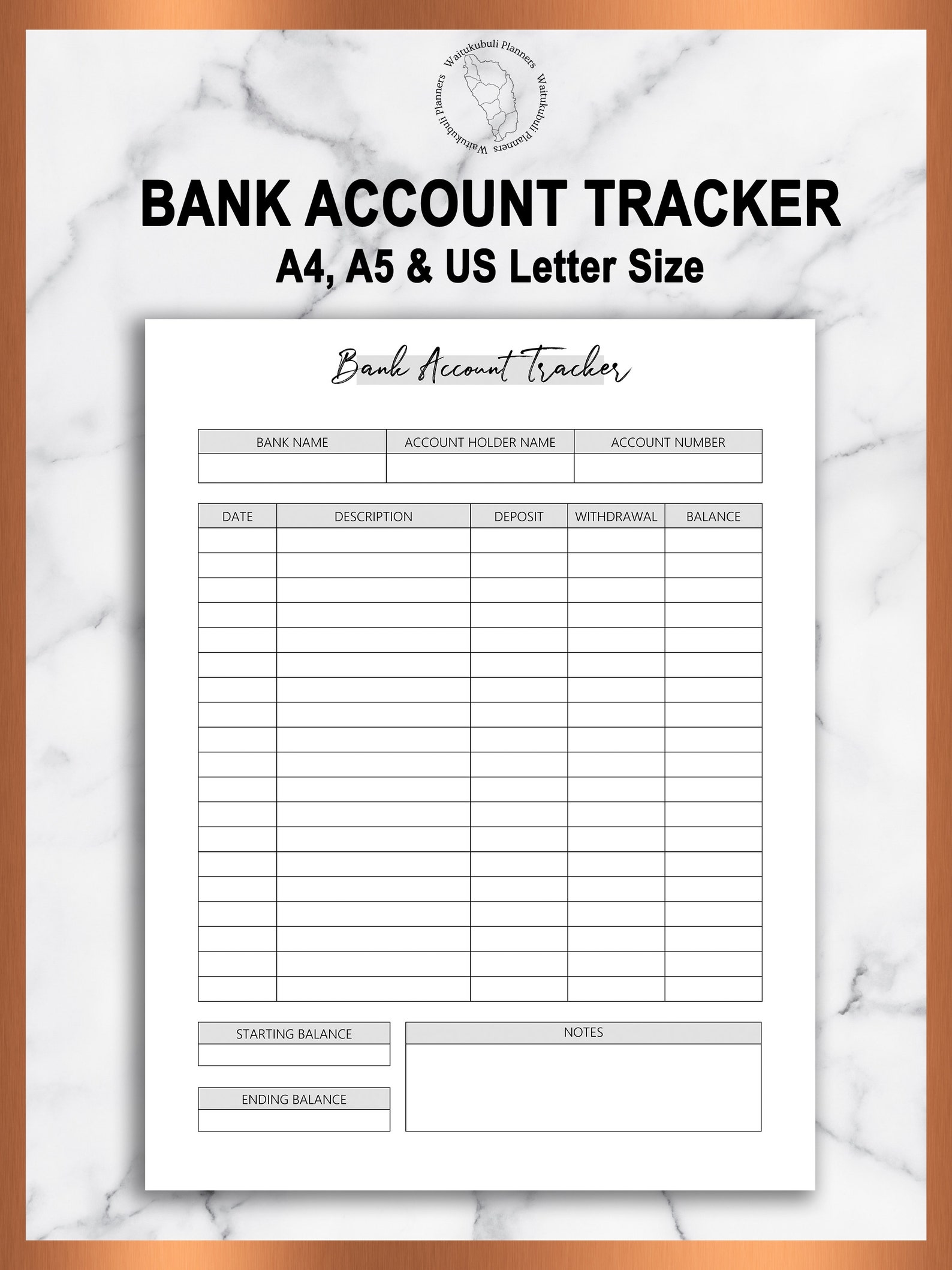 Bank account tracker printable - specialistslomi