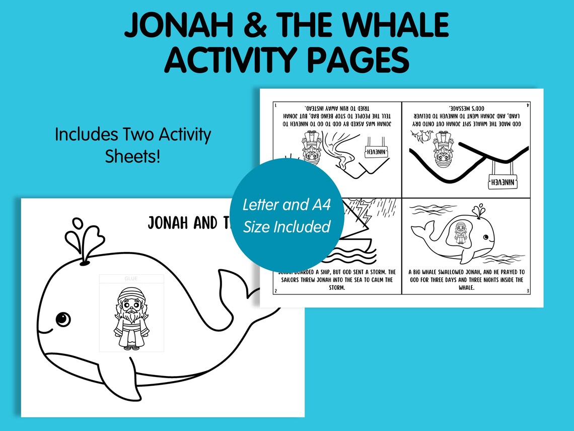 Jonah and the Whale Activity, Bible Printable Activity for Children ...
