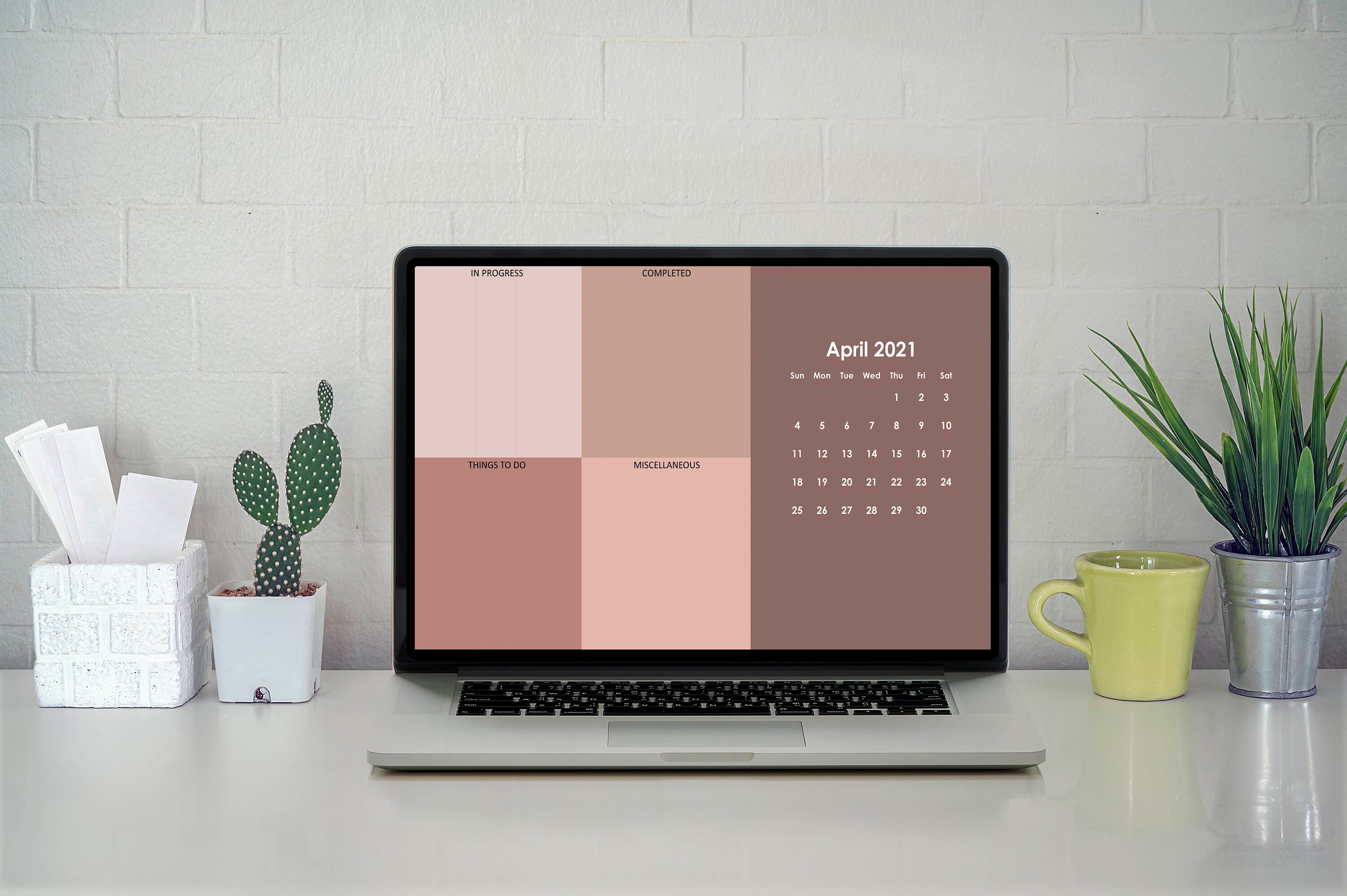 Office Desktop Wallpaper Organizer 13 maanden | Etsy