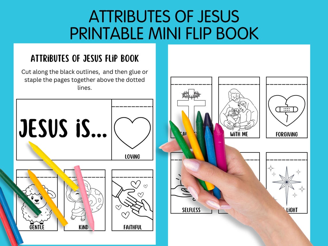 Attributes of Jesus Flip Book Printable, Printable Bible Paper Craft ...