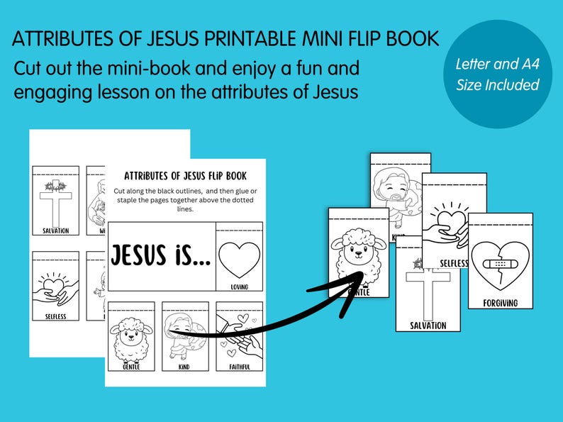 Attributes of Jesus Flip Book Printable, Printable Bible Paper Craft ...