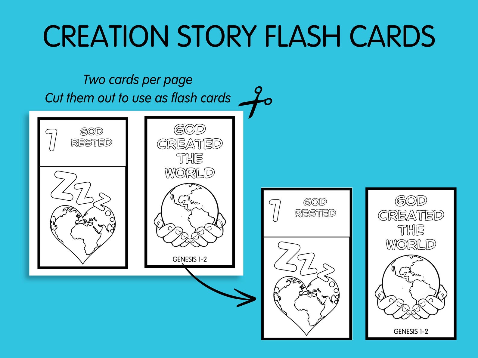 Creation Story Printable Flashcards, Bible Study Printable Coloring ...