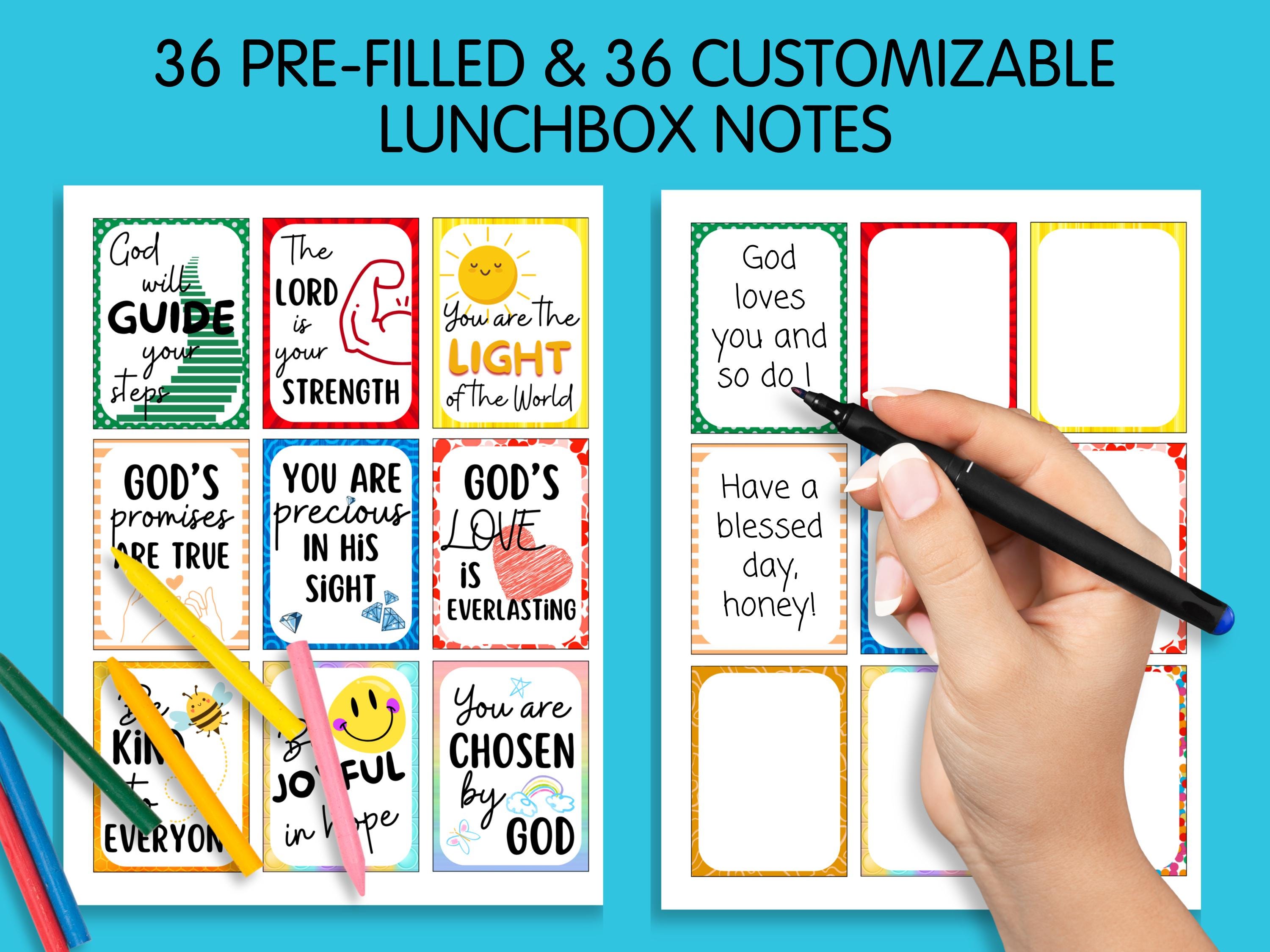 Christian Lunchbox Notes for Kids, Scripture Lunchbox Notes, Positive ...