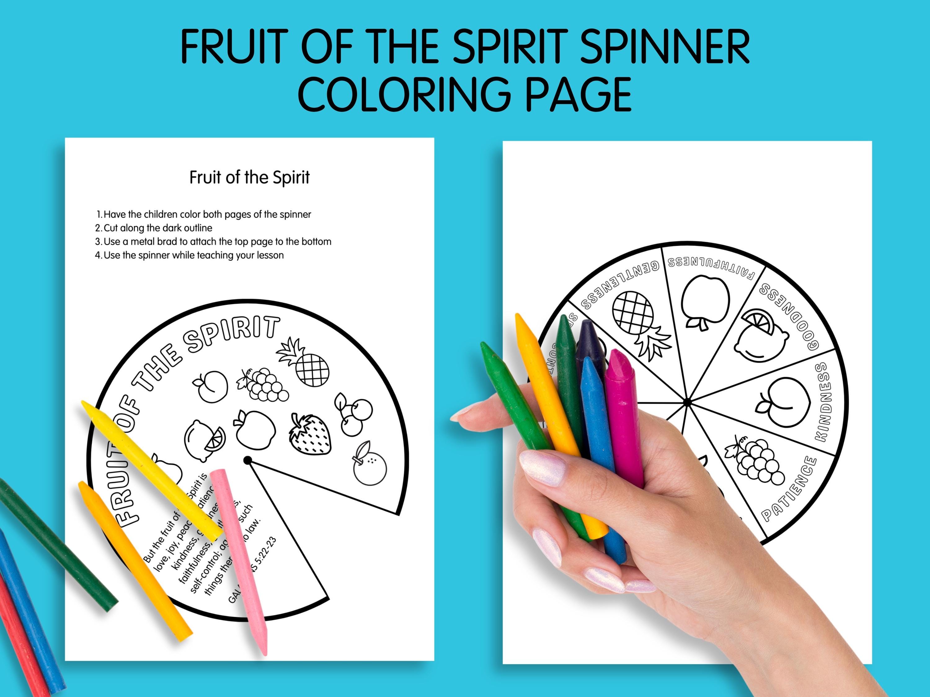 Fruit of the Spirit Printable Spinner, Printable Bible Craft for ...