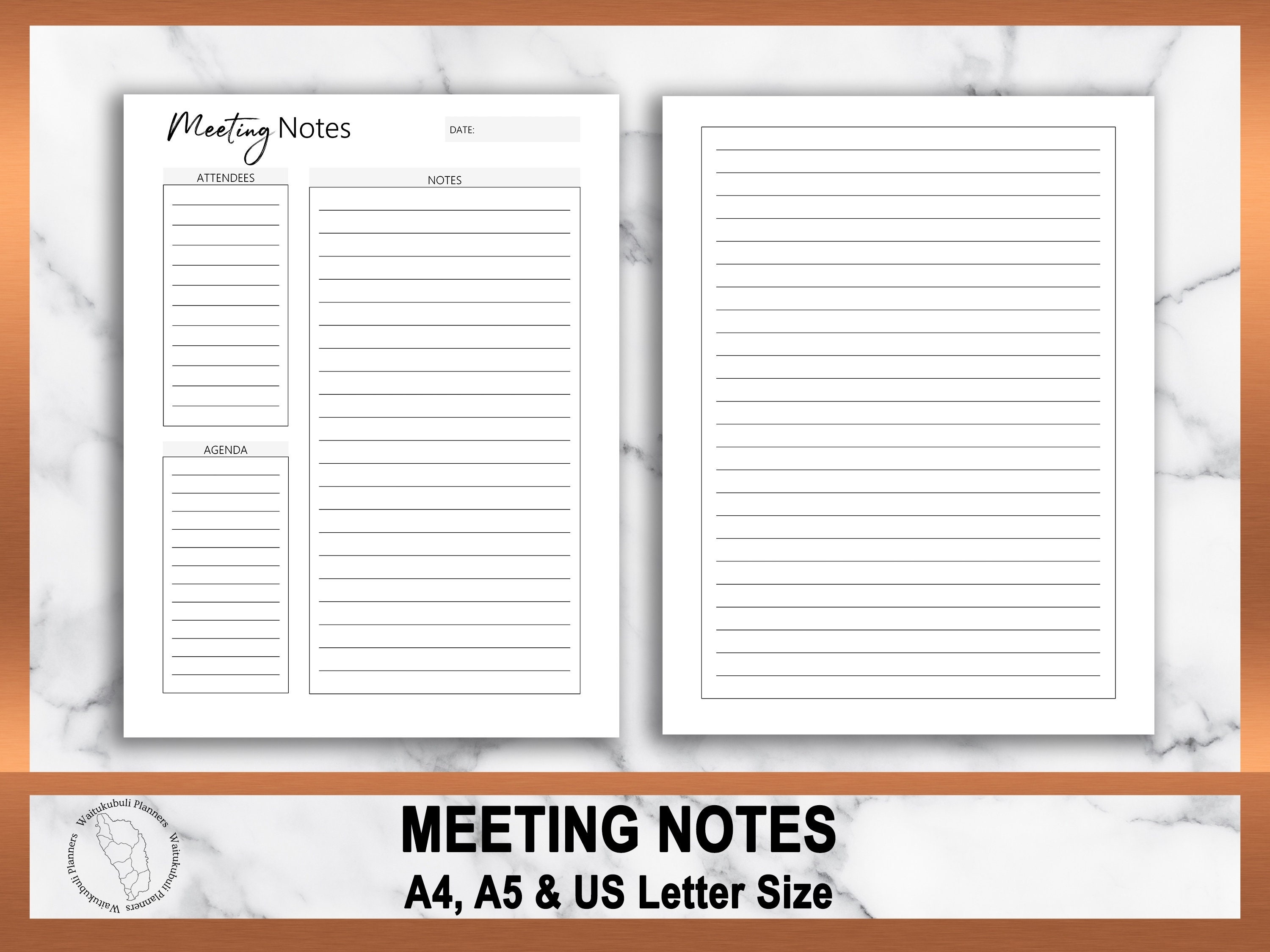 Meeting Notes Template Printable Meeting Planner Meeting | Etsy