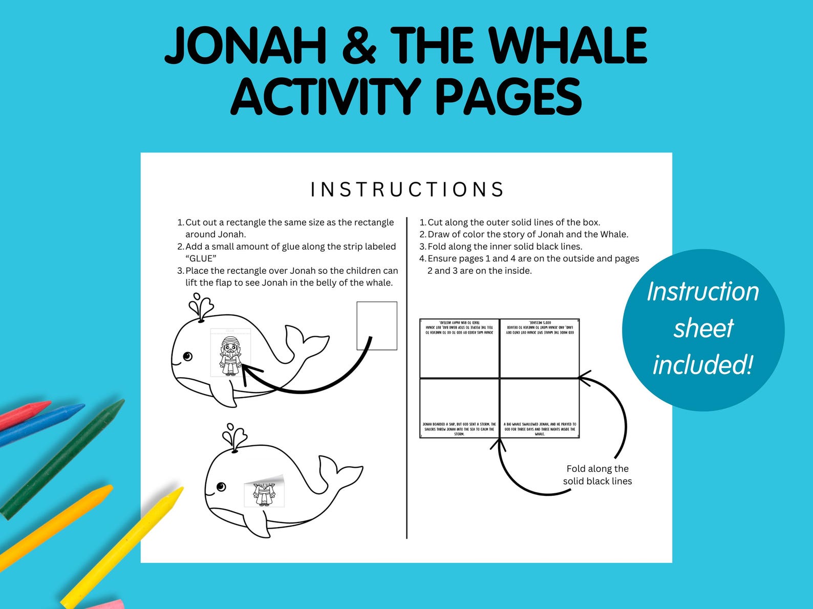 Jonah and the Whale Activity, Bible Printable Activity for Children ...