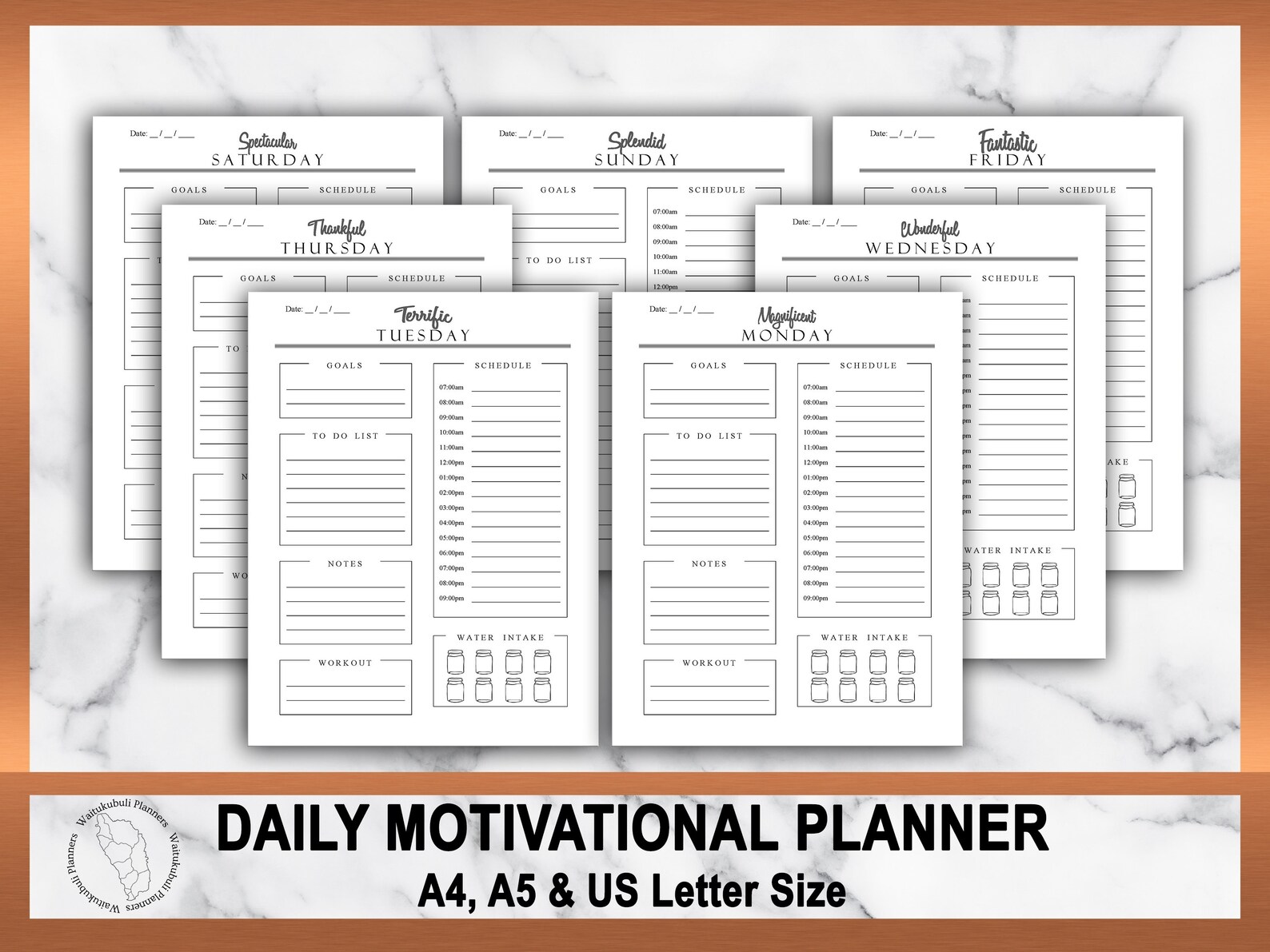 Daily Motivational Planner Printable Weekly Planner Day | Etsy