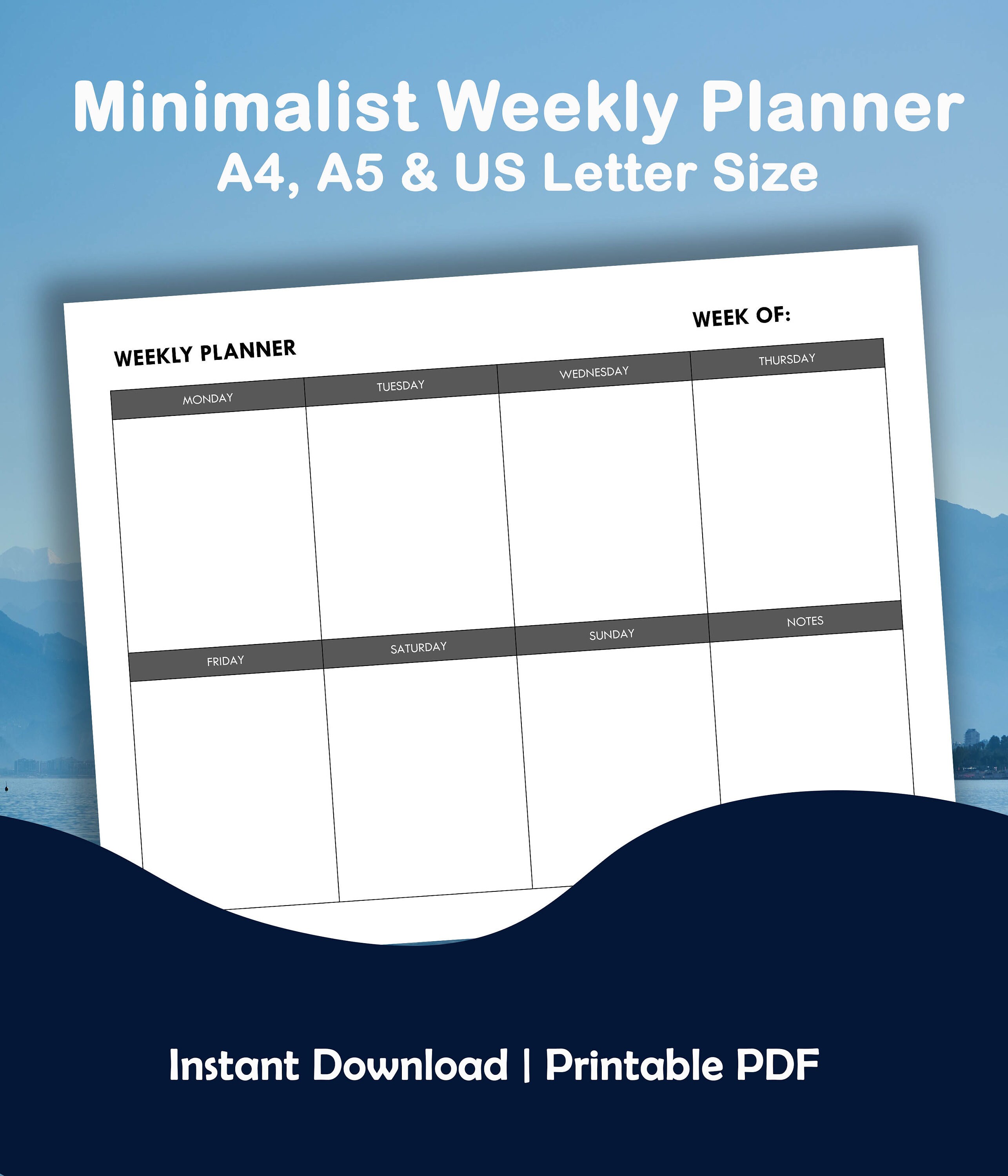 Minimalist Weekly Printable Planner Weekly Schedule Weekly | Etsy