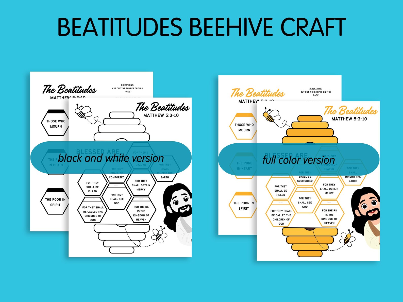 Beatitudes Beehive Printable, Printable Beatitudes Bible Craft for Kids ...
