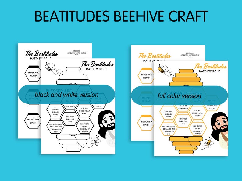 Beatitudes Beehive Printable, Printable Beatitudes Bible Craft for Kids ...