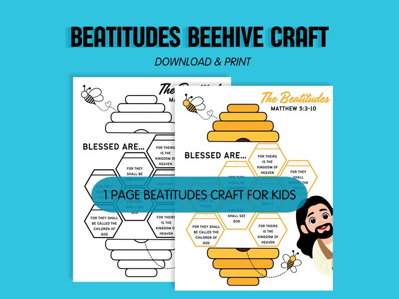 Beatitudes Beehive Printable, Printable Beatitudes Bible Craft for Kids ...